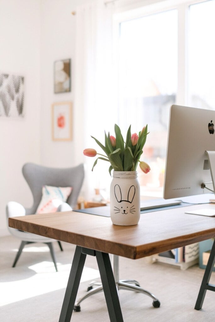 Here's a Cute Easter Desk Setup for Your Home Office - Twins Mommy