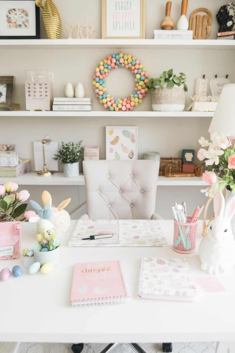 Here's a Cute Easter Desk Setup for Your Home Office - Twins Mommy