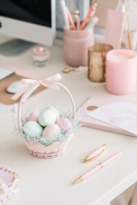 Here's a Cute Easter Desk Setup for Your Home Office - Twins Mommy